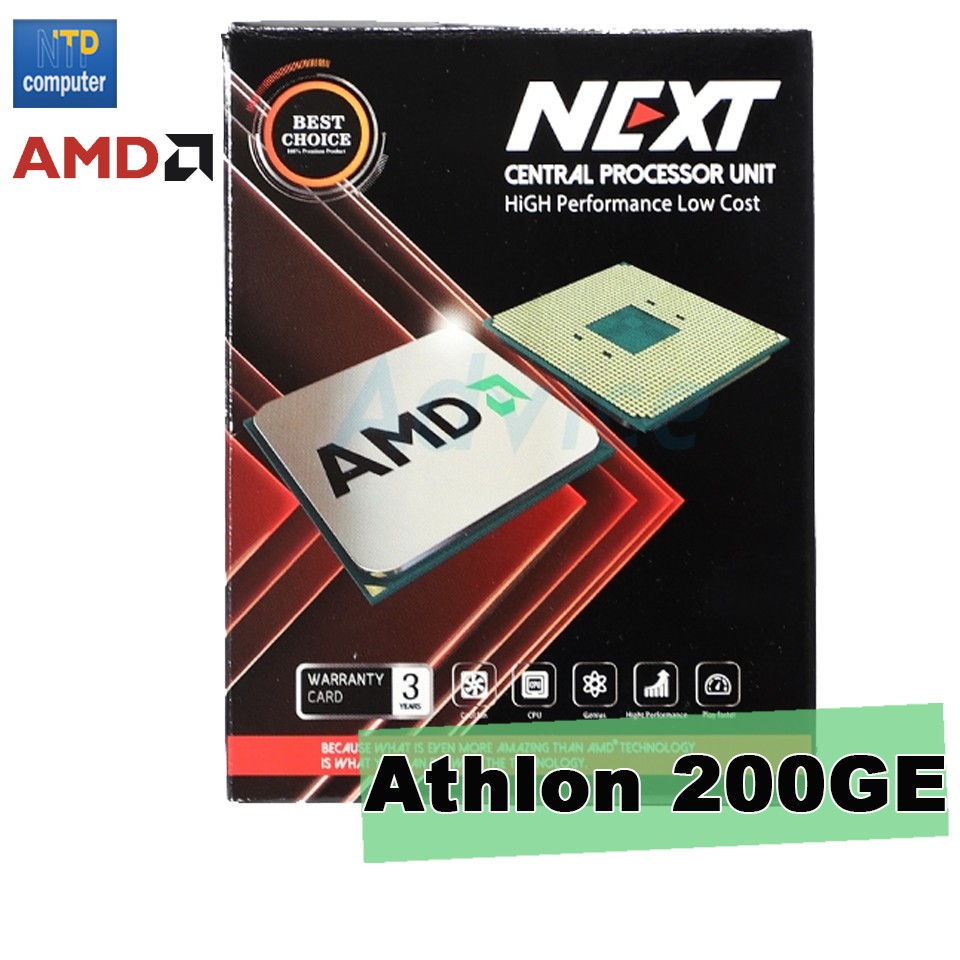 AMD Athlon 200GE 2C/4T การ์ดจอ Radeo Vega 3 Graphics ซีพียู ของใหม่ Next Box | Shopee Thailand
