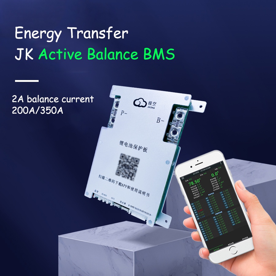 Jikong 4S 8S 200A Active Balance 1A 2A สมาร์ท BMS แบตเตอรี่ลิเธียมป้องกัน 100A 300A RS485 บลูทูธ ...