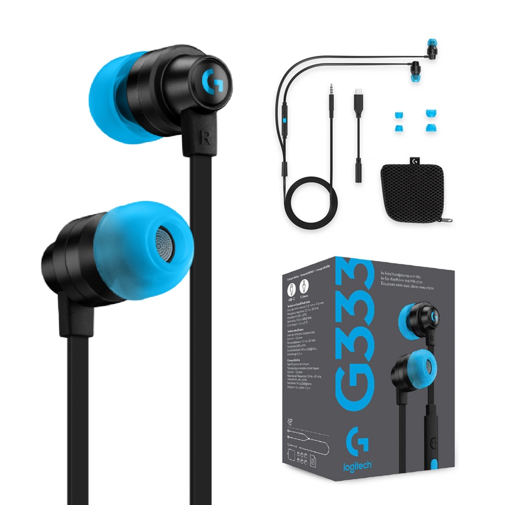 Logitech G333 Gaming Earphones หูฟังเกมมิ่ง In-Ear (รับประกันสินค้า 2 ...