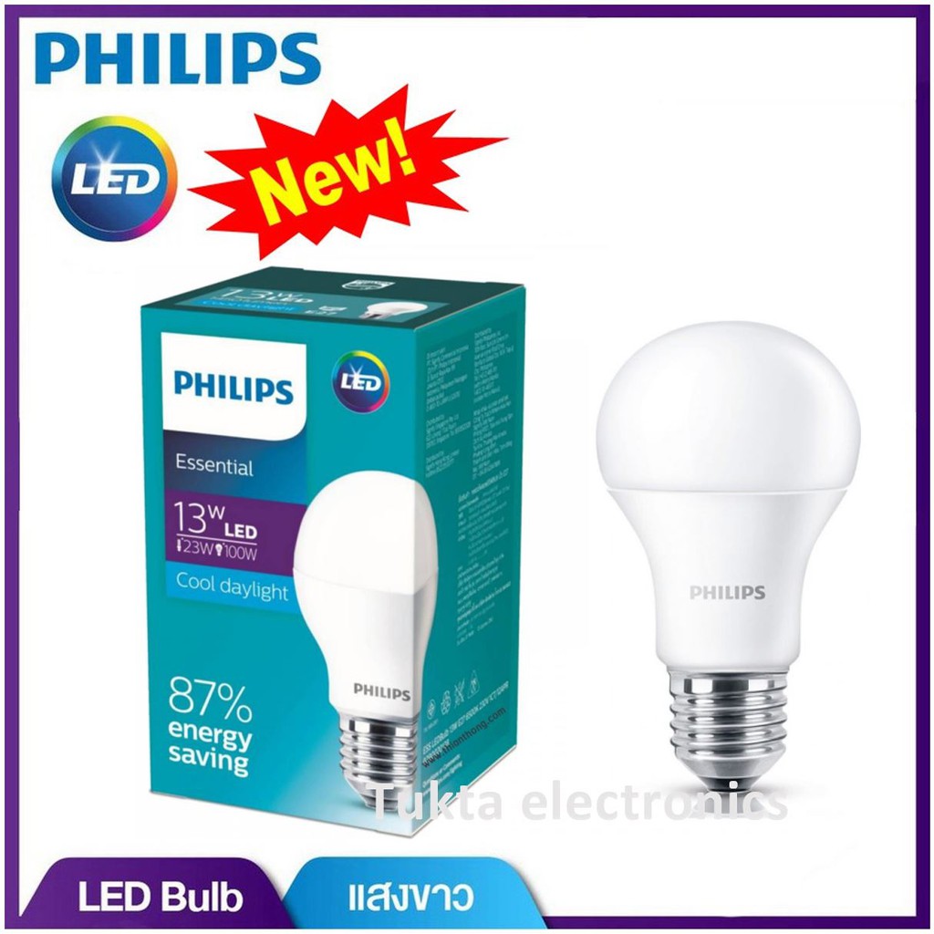 หลอดไฟ LED Philips Bulb 13W แสงขาว Daylight | Shopee Thailand