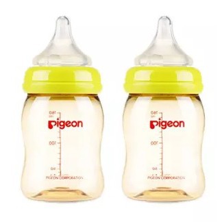 PTS ขวดนม ขวดนมและจุกนม PIGEON สีชา PPSU ขนาด 160ml (5 oz) พร้อมจุกนมไซส์ SS แพค 2 ขวด | Shopee ...