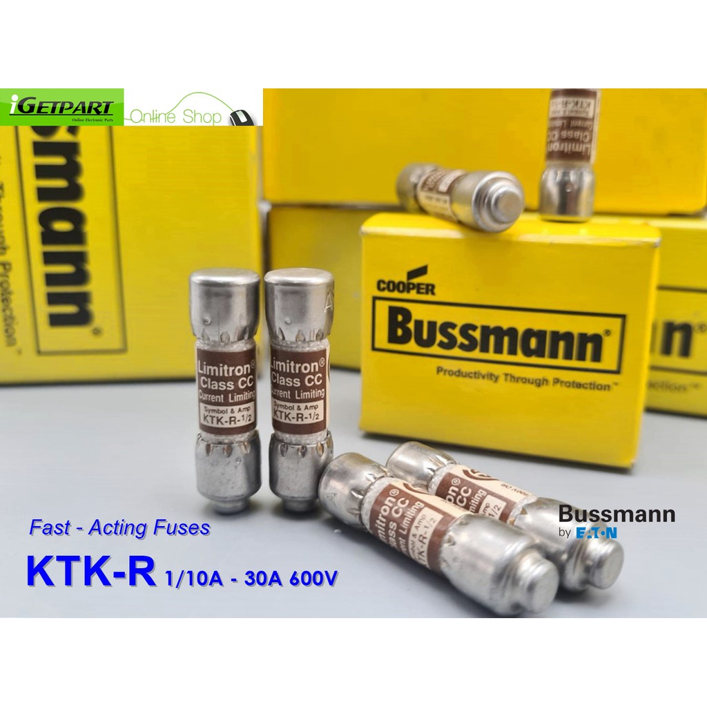 ฟิวส์ Bussmann KTK-R 1/10A - 30A 600V Fast - Acting (ขาดเร็ว) Class CC | Shopee Thailand