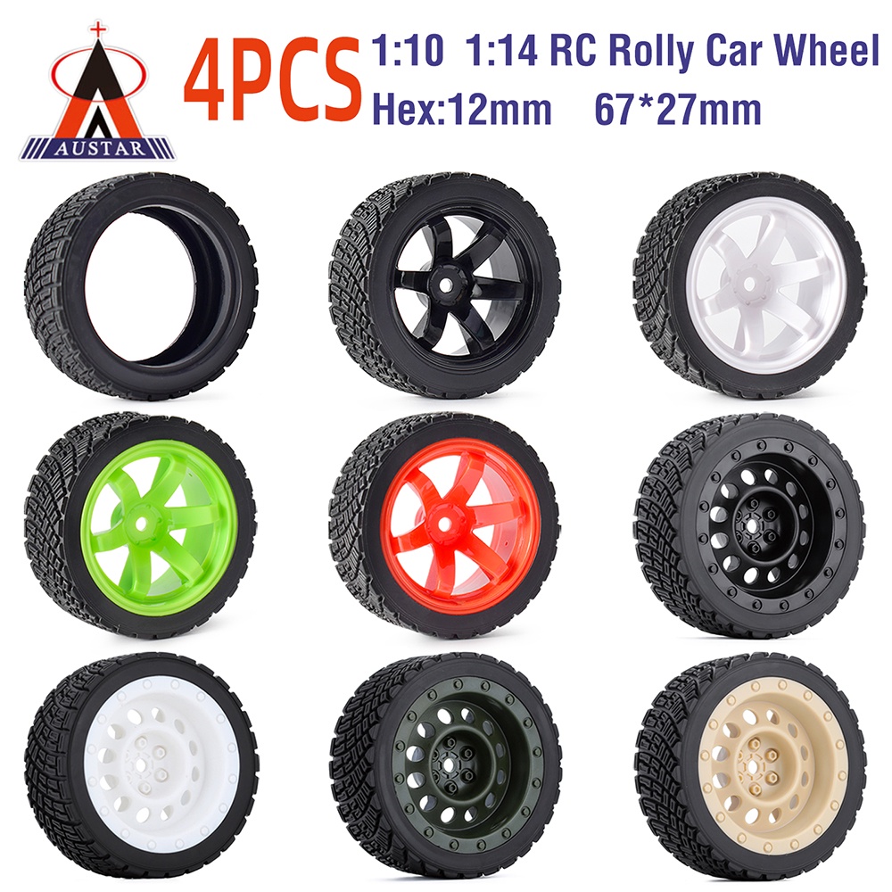 Austar 1/10 Rally RC Rolly Wltoys 1/14 144001 Car Tires Hex 67mm Rubber ...