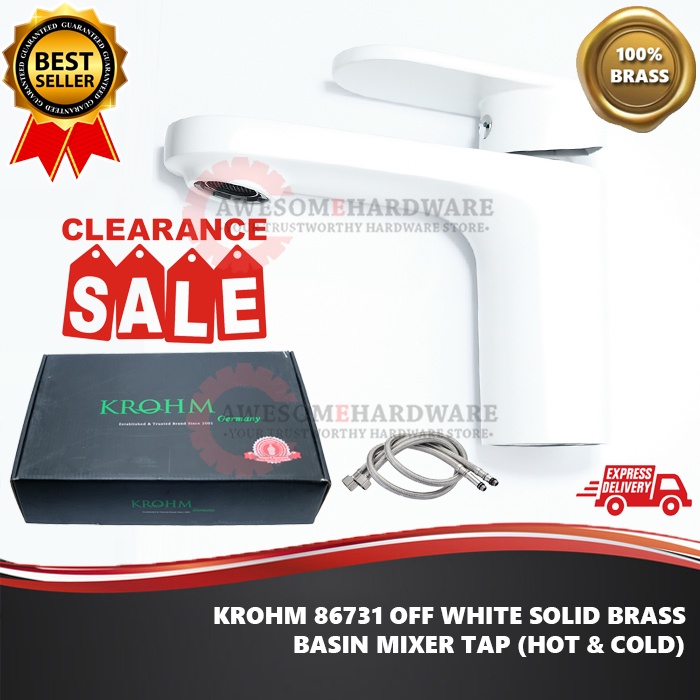 (ข้อเสนอ) Krohm KR86731 ก๊อกผสมอ่างล้างหน้า ทองเหลือง สีขาว | Shopee Thailand