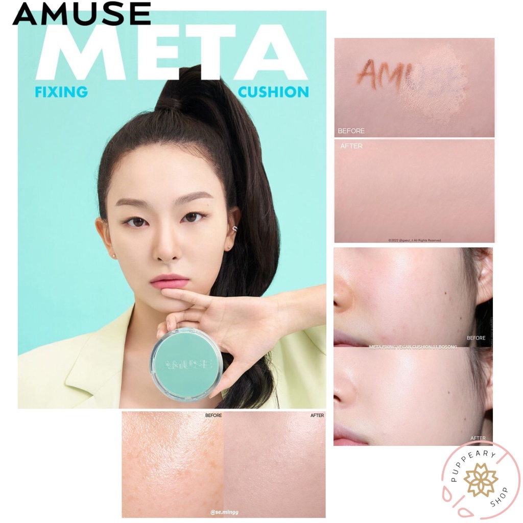 (🔥CLEARANCE SALE🔥 หมดอายุ 11/2024) AMUSE META FIXING VEGAN CUSHION SPF45 PA++ 15G ไม่มีรีฟิล ...
