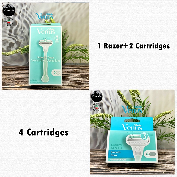 [Gillette] Venus Smooth Doux Sensitive Sensible 3 Blades Lames ยิลเลตต์ ...