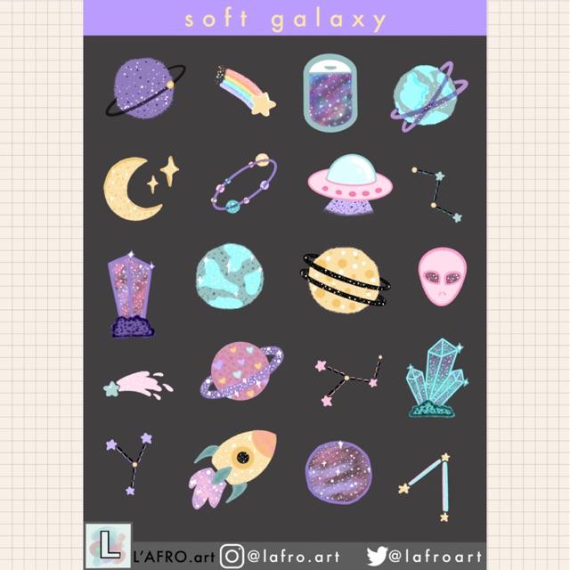 Pastel Galaxy Sticker A6 สติ๊กเกอร์พลาสเทลกาแลกซี่ ไดคัท | Shopee Thailand