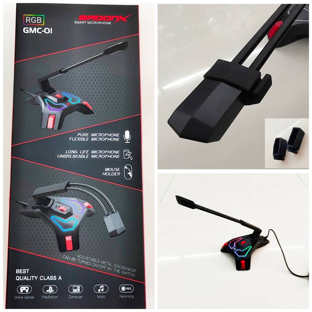 MICROPHONE+Mouse Bungeeหรือตัวยึดสายเมาส์ 2 ชิ้น ถอดได้ ไมค์USB มี ...