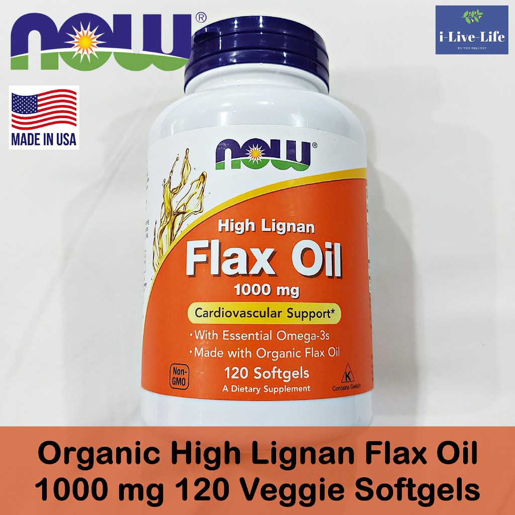 น้ำมันเมล็ดลินิน Cold-Pressed Organic High Lignan Flax Oil 1000 mg 120 ...