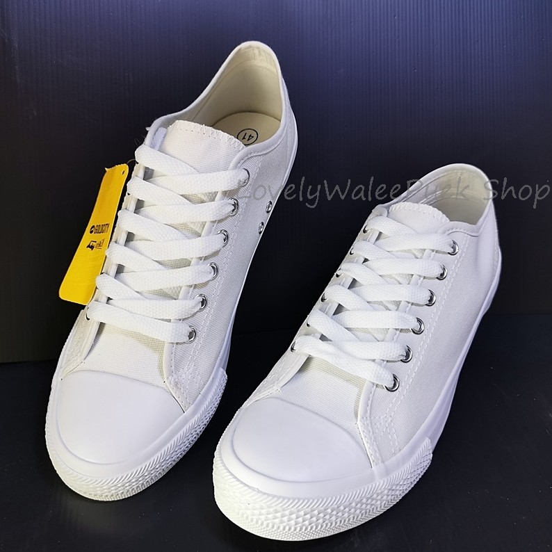 (พร้อมส่ง🚛)GoldCity-1207 รองเท้าผ้าใบแฟชั่น สีขาวพื้นนุ่มใส่ทน Size 35-45 | Shopee Thailand