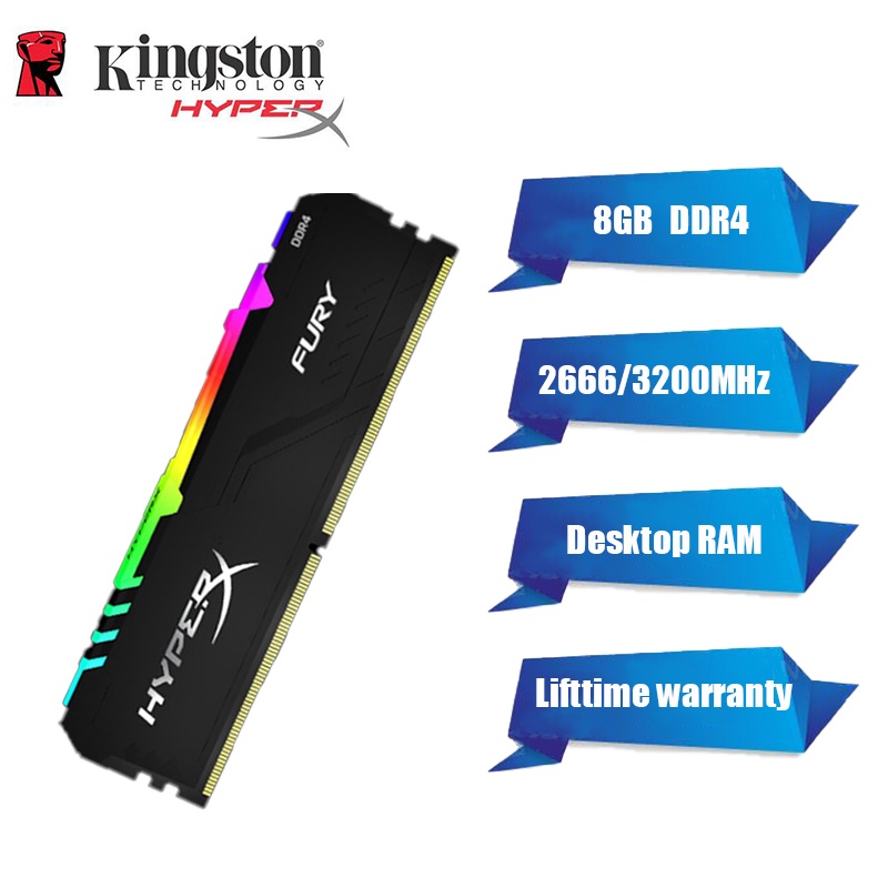 หน่วยความจำ Hyper FURY DDR4 RGB 8GB 3200MHz DIMM RAM DDR4 สำหรับหน่วย ...