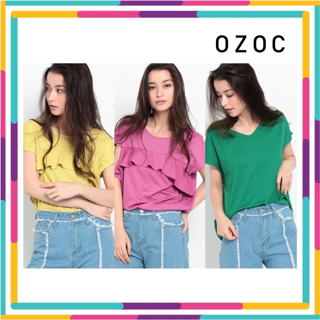 📢📢📢👌🛒 โล๊ะสต๊อคราคาเท Ozoc ruffle blouse ( 2WAY) เสื้อผ้าโพลีเอสเตอร์เนื้อยืดหยุ่น ผ้ามีลายในตัว ...