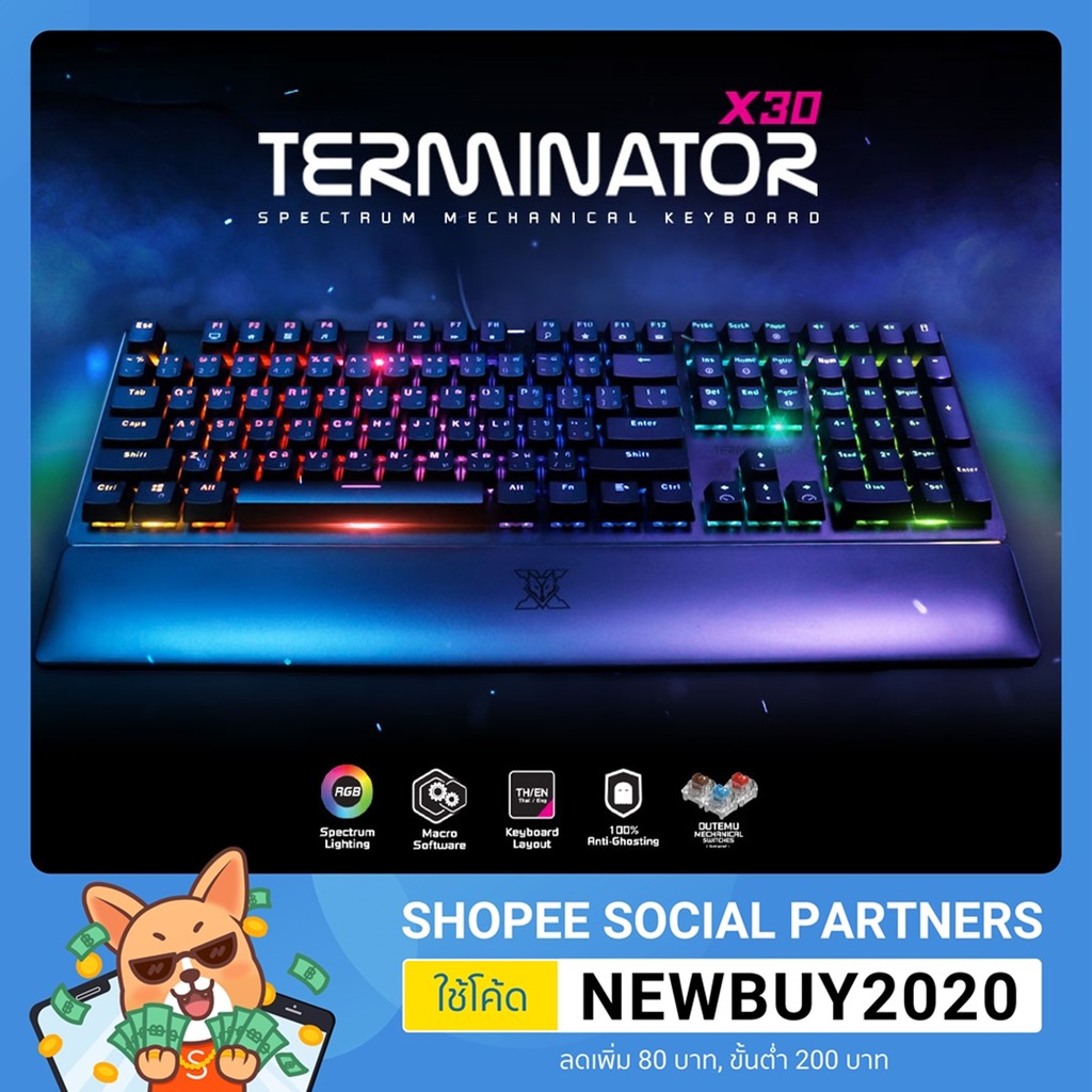 Nubwo X-30 Terminator Spectrum Mechanical Keyboard RGB Macro Keyboard ...