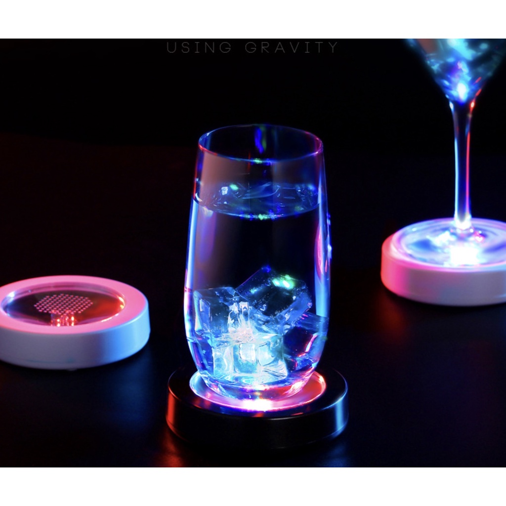 LED luminous coaster เซ็นเซอร์แรงโน้มถ่วงแบบกลม Coaster bar KTV ฐานไวน์ ...