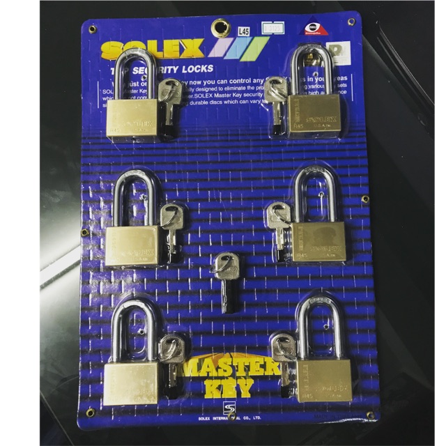 กุญแจทองเหลือง SOLEX Master Key 6ตัวชุด ขนาด 45มม. คอยาว | Shopee Thailand