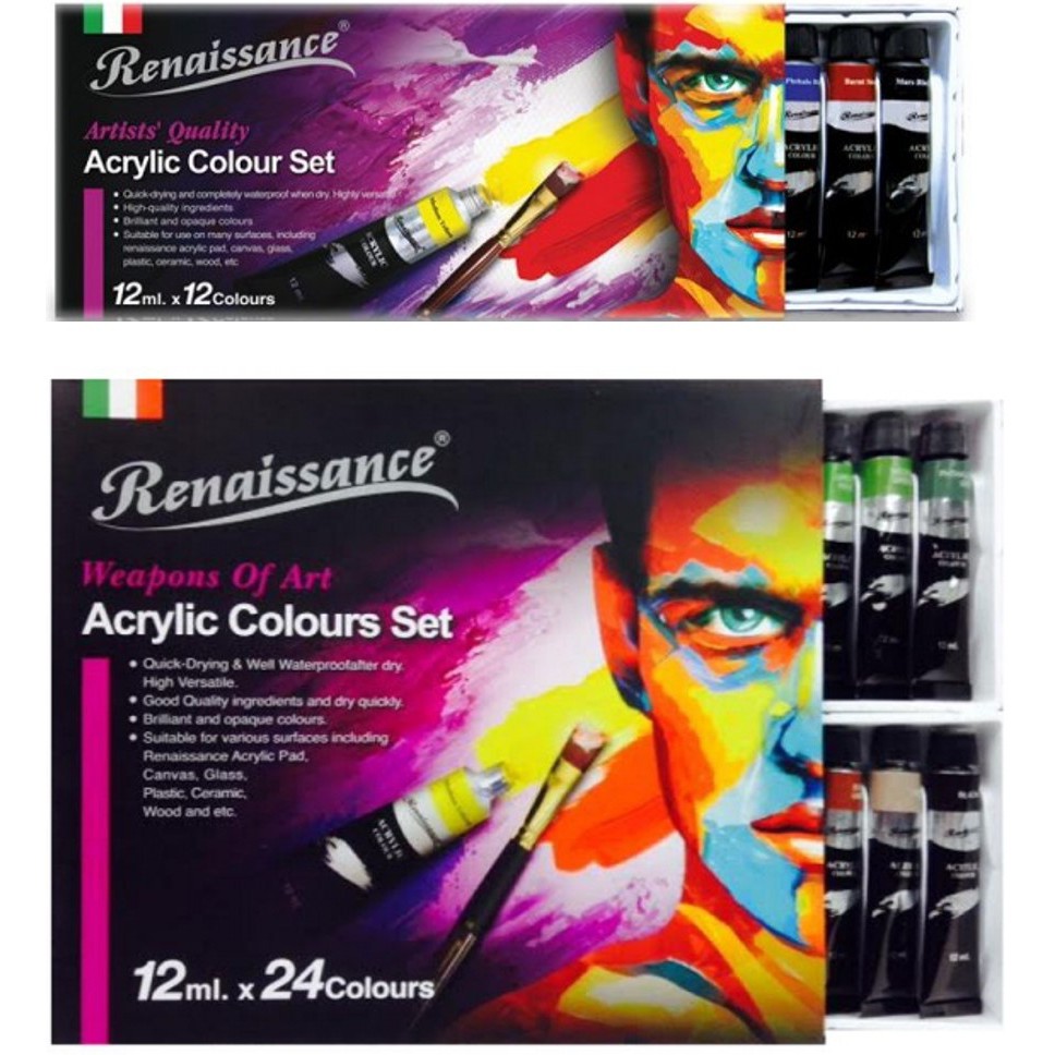 Renaissance acrylic colours set 12/24 Colours | Shopee Thailand