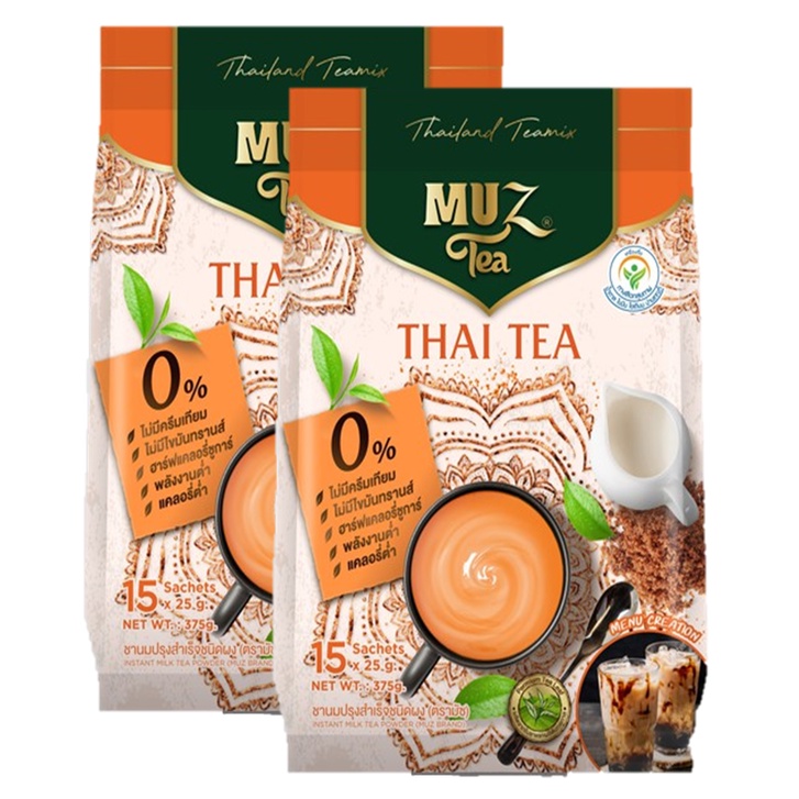 MuZ 3in1 Thai Tea Mix มัช ชานม ชาไทย ปรุงสำเร็จชนิดผง 25g. x 15ซอง (2แพ ...