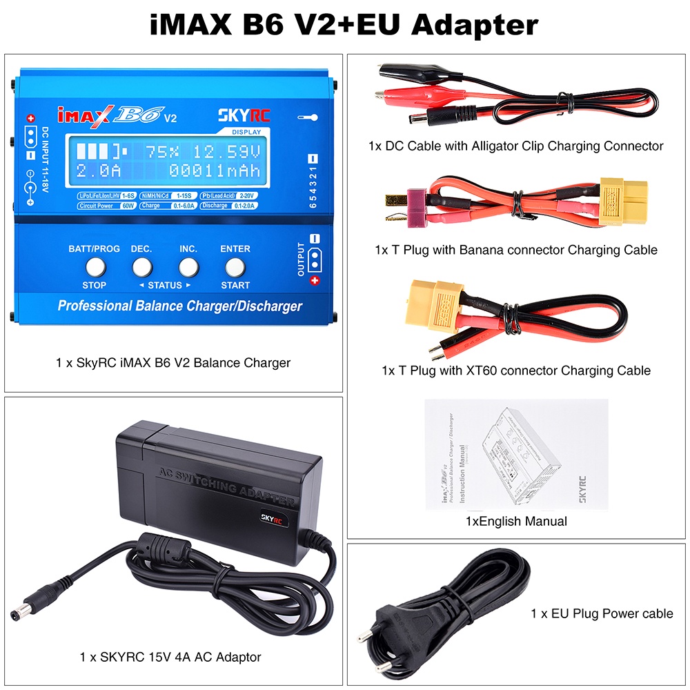 ของแท้ SKYRC ที่ชาร์จแบตเตอรี่ iMAX B6 V2 6A 60W สําหรับ NiMH NiCd LiHV ...