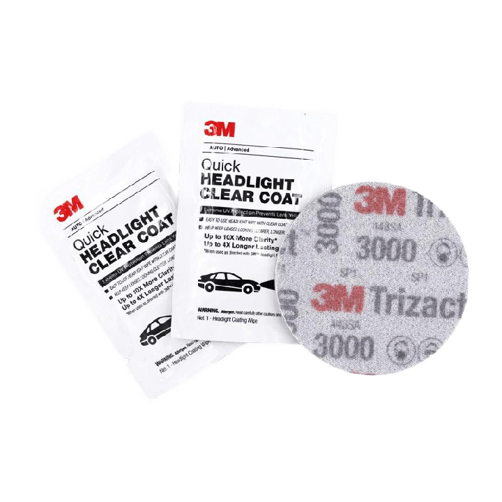 3M ชุดขัดโคมไฟหน้ารถยนต์ (Headlight Clear Coat 2 ซอง + กระดาษทรายกลม ...