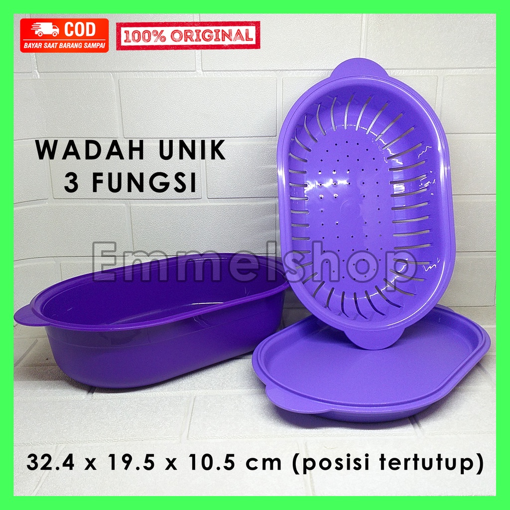 เซิร์ฟเวอร์รูปไข่พร้อมกระชอน Tupperware 3 ฟังก์ชั่นคอนเทนเนอร์ | Shopee Thailand