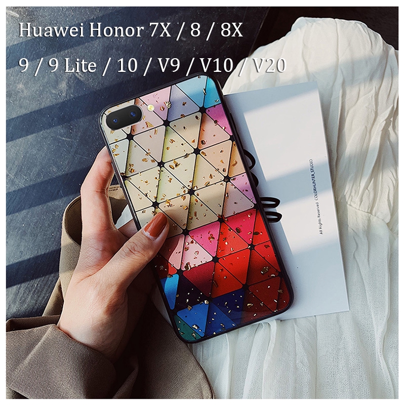 เคสโทรศัพท์มือถือแบบนิ่ม ลายสี่เหลี่ยมขนมเปียกปูน สําหรับ Huawei Honor 7X 8 8X 9 10 Lite V9 V10 ...