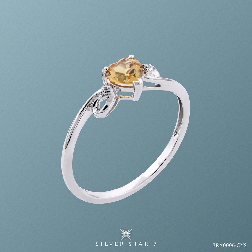 Silver Star 7 - เเหวนเงินแท้ 925 ชุบโรเดียม ฝังพลอยเนื้อแข็งสังเคราะห์ ...