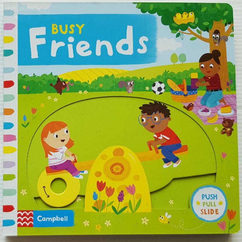 Busy Friends (push pull slide board book) ของใหม่ของแท้นำเข้าจากประเทศ ...