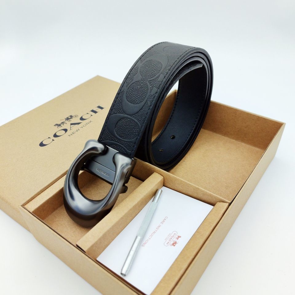 Coach C Chi เข็มขัดหนังวัวแท้ ลายนูน สไตล์เกาหลี สําหรับผู้ชาย Ca ECN3 ...