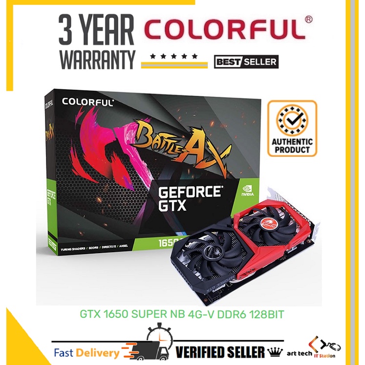 Colorful GEFORCE GTX 1650 SUPER NB 4G-V DDR6 128BIT กราฟิกการ์ด GTX1650 SUPER | Shopee Thailand