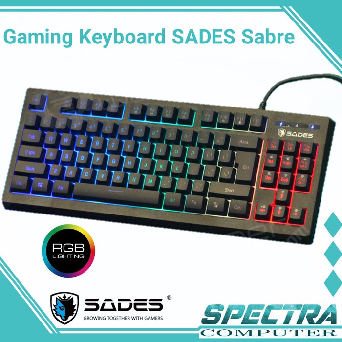 Hitam Gaming Keyboard Sades Saber TKL RGB - สีดํา - ไฟแบ็คไลท์เมมเบรน | Shopee Thailand