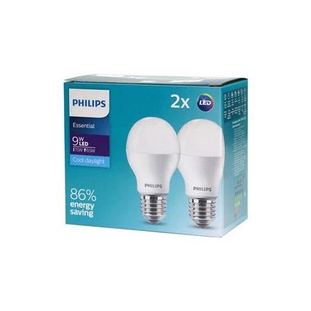 หลอดไฟ LED PHILIPS A60 ESSENTIAL 9w แสงสีขาว LED LAMP PHILIPS A60 ...