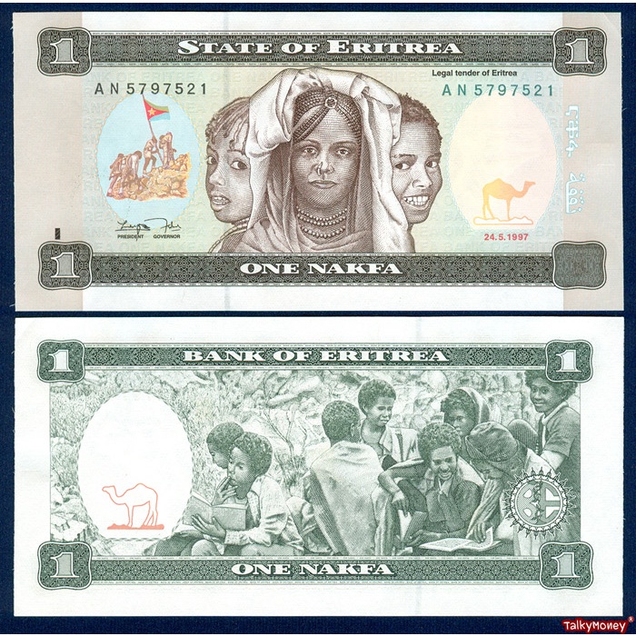 ธนบัตรประเทศ เอริเทรีย ERITRIA ราคา 1 นัคฟา P-1 ปี 1997 สภาพใหม่เอี่ยม 100% UNC ไม่ผ่านการใช้ ...