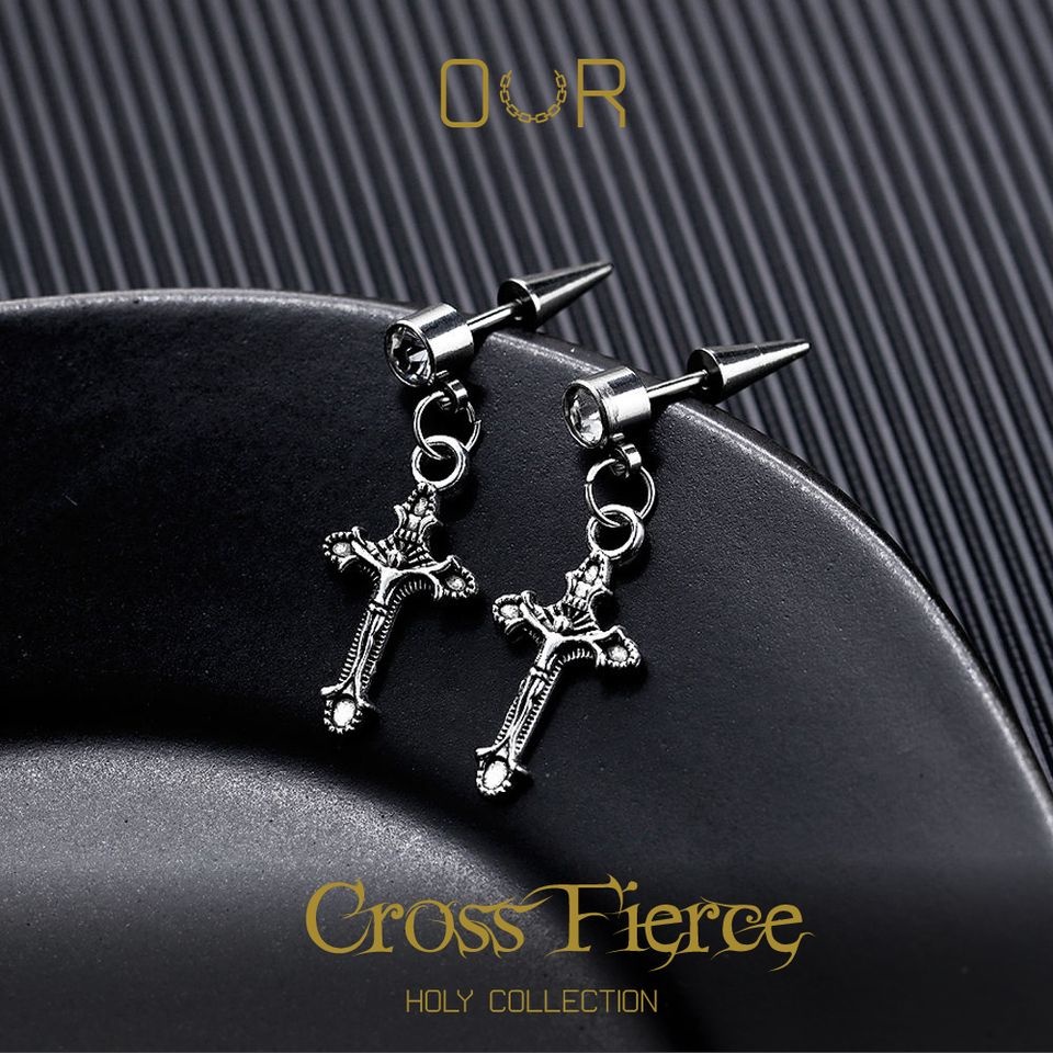 Our XX Cross Fierce ต่างหูเจาะ วัสดุไทเทเนียมเกรดเครื่องมือแพทย์ (P143 ...