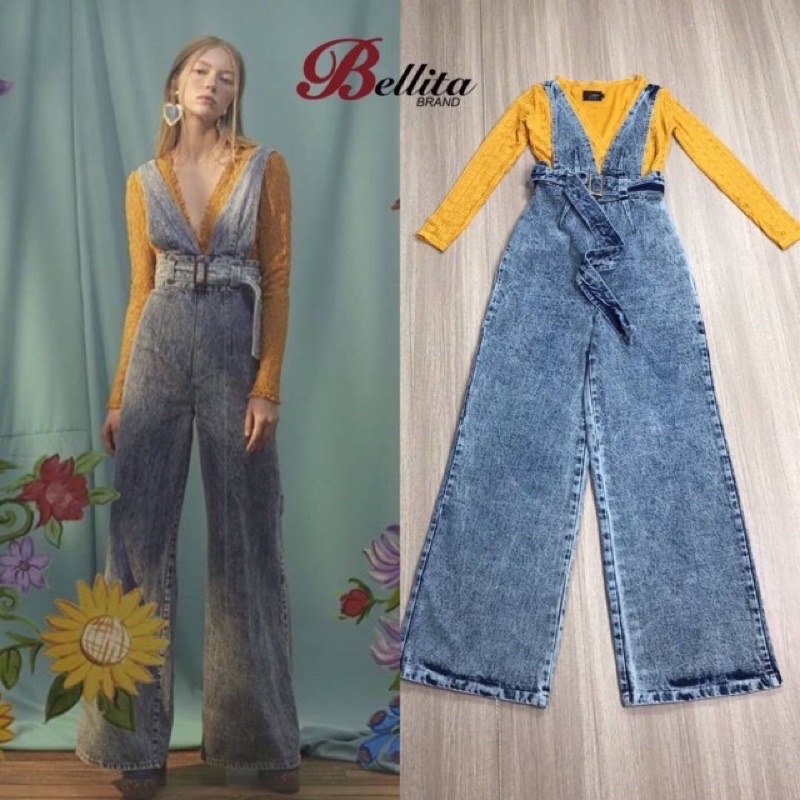 เอี๊ยมยีนส์+บอดี้สูท งานป้าย Bellita | Shopee Thailand