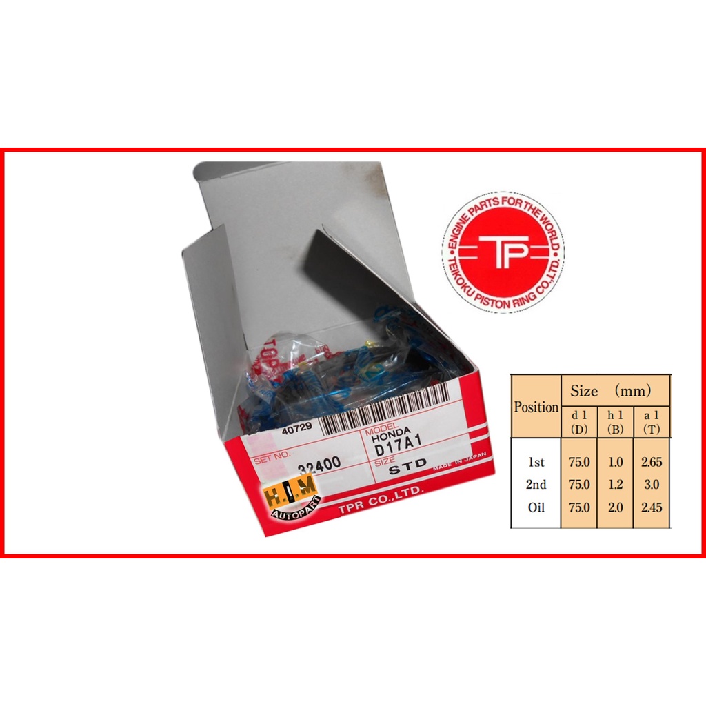 แหวนลูกสูบ Honda Civic dimention (D17A) | Shopee Thailand