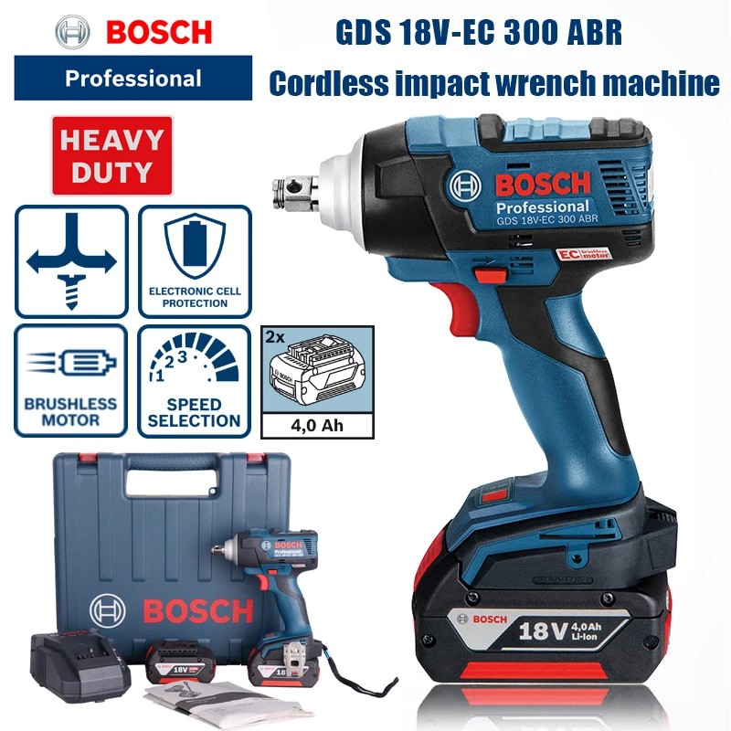 Bosch Gds 18v Ec 300 Abr ประแจไฟฟ้าไร้สาย Brushless Lithium Impact