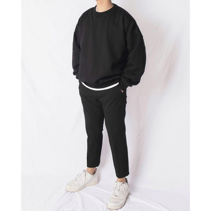 Amstore- Basic Jumbo เสื้อสเวตเตอร์คอกลม 3XL-4XL-5XL/sweater BIG SIZE ...