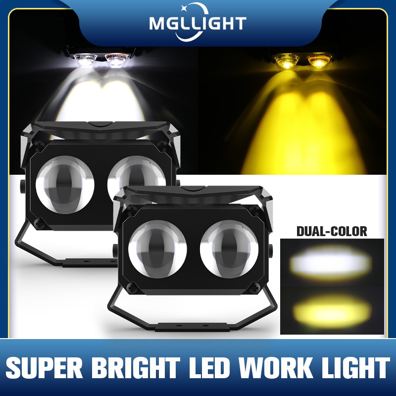MGLLIGHT 2PCS 3'' 100W Led Light Bar Dual Color 12D White Amber Led ...