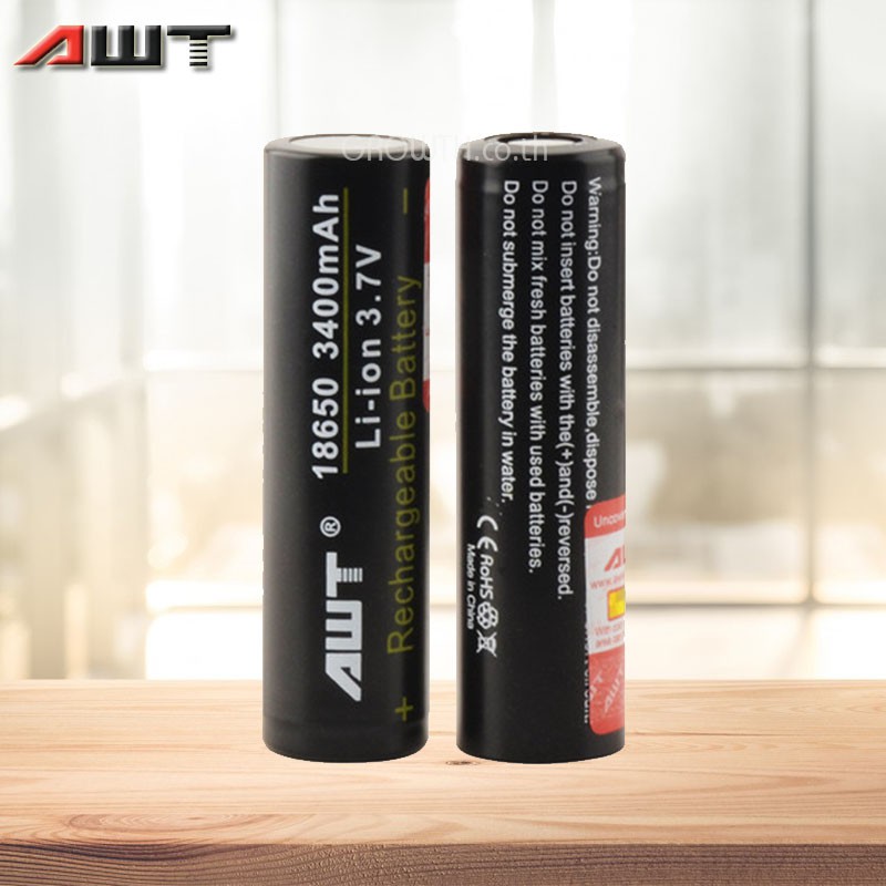 ถ่าน AWT 18650 3.7v Li-ion 3400mAh 40A ของแท้ 100% มีโค้ดให้เช็ค (สีดำ ...