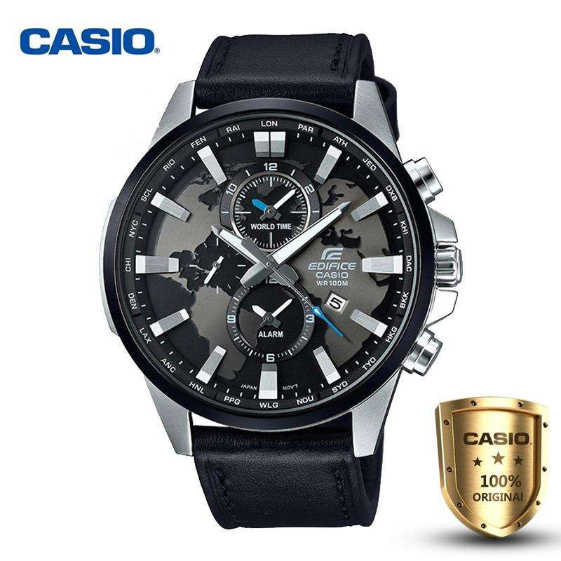 CASIO EDIFICE DUAL DIAL WORLD TIME ALARM หนังสายนาฬิกาผู้ชาย EFR-303 ...