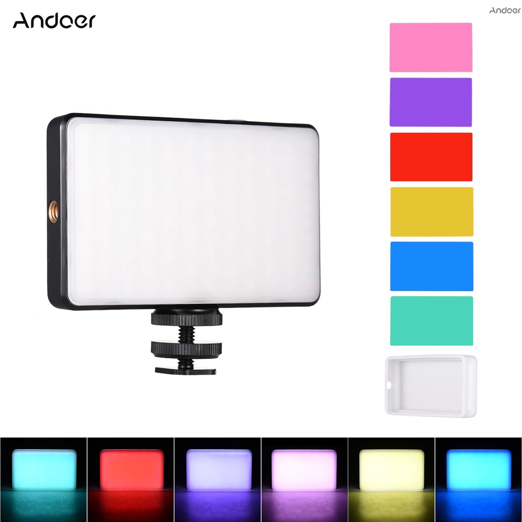 Andoer ST120 ไฟเติมแสงวิดีโอ LED 2500K-9000K CRI95+ หรี่แสงได้ สองสี พร้อมตัวกรองซิลิคอน 6 ชิ้น ...