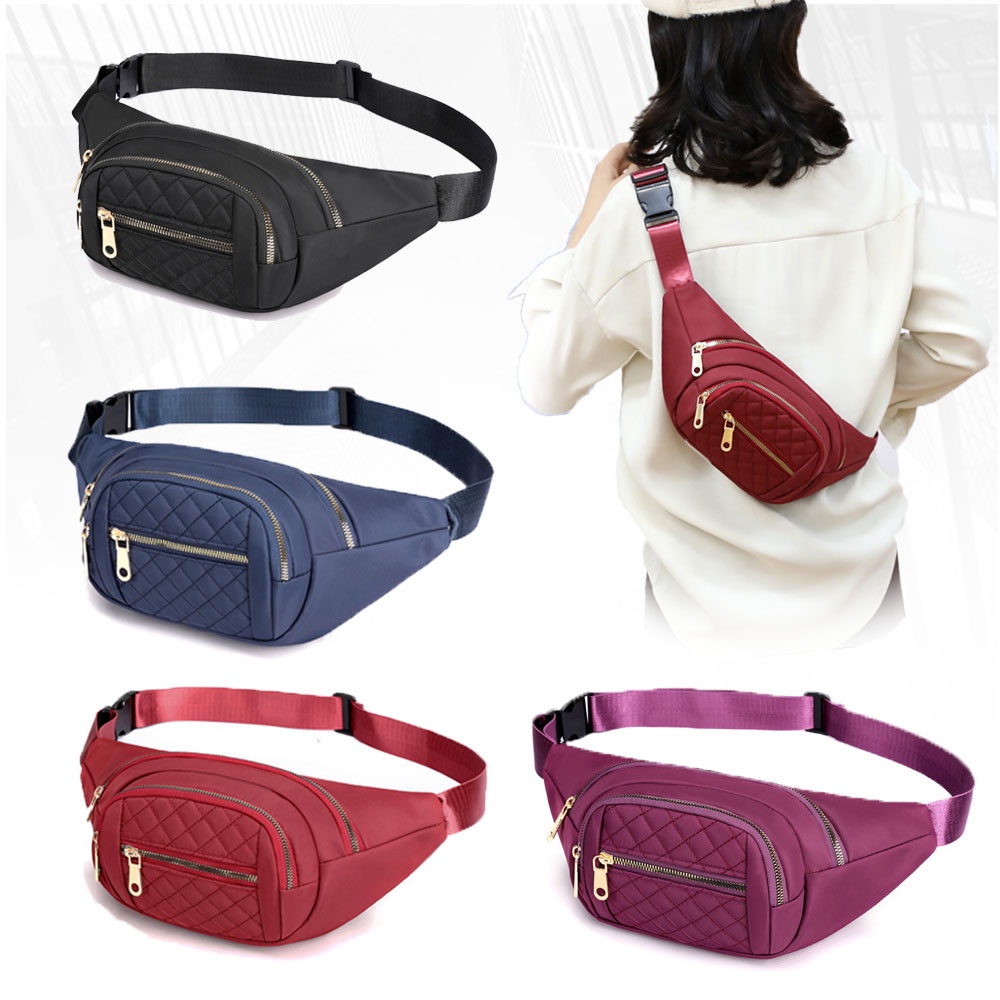 (w158)กระเป๋าคาดเอวผ้าไนล่อน กันน้ำ แต่งซิปสีทอง4ซิป bagdance | Shopee ...