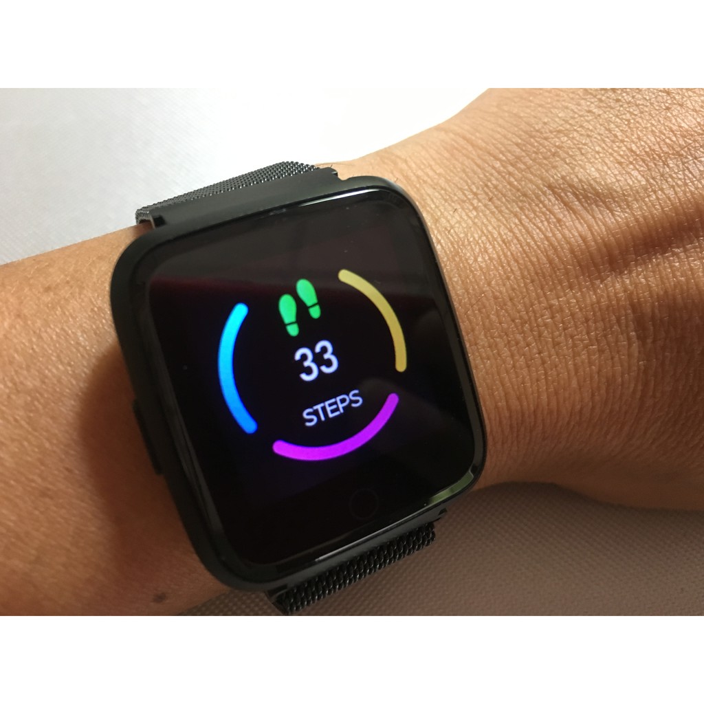 สีดำ-สมาร์ทวอชสายโลหะตัวล็อกชนิดแม่เหล็ก SmartWatchจอสี รุ่น Y7 ความ ...