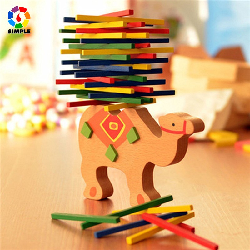 Cute Cartoon Animal Educational Balancing Wooden Math Toys Elephant ...