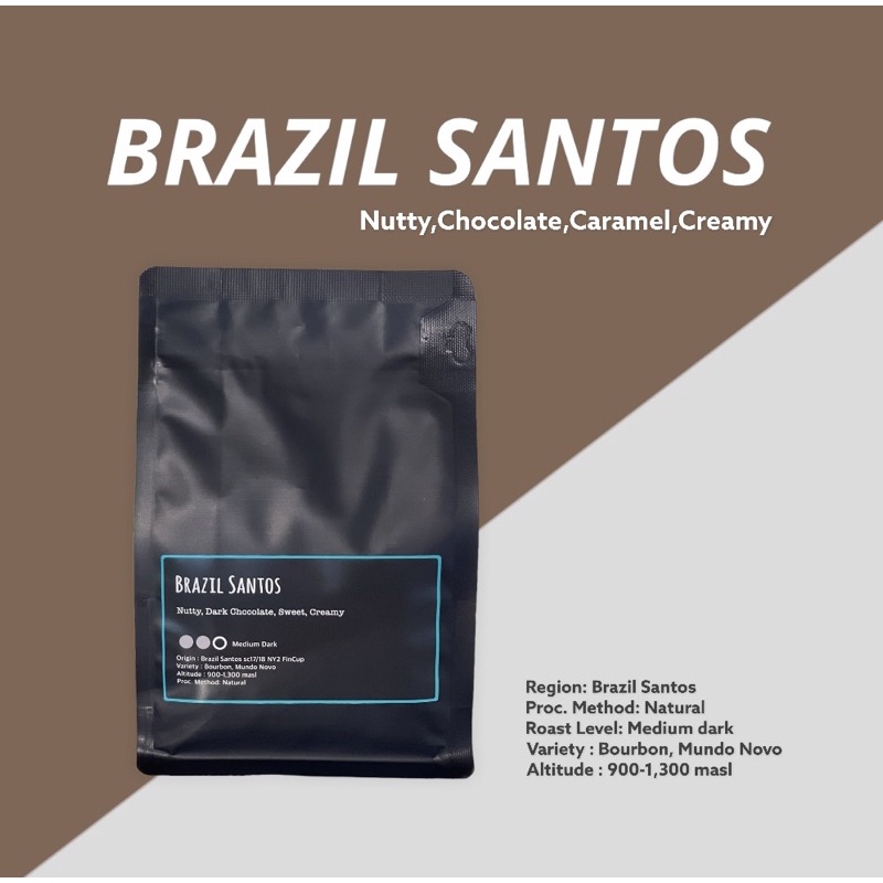 เมล็ดกาแฟคั่ว บราซิล Brazil Santos คั่วกลางกาแฟ Single Origin | Shopee ...