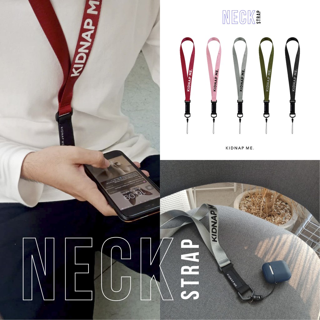 สายคล้องโทรศัพท์ สายห้อยมือถือ แบบคล้องคอ สกรีนชื่อ PHONE NECK STARP ...
