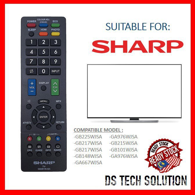 รีโมตคอนโทรลทีวี LED แบบเปลี่ยน สําหรับ Sharp Gb291wjsa Gb225wjsa ...