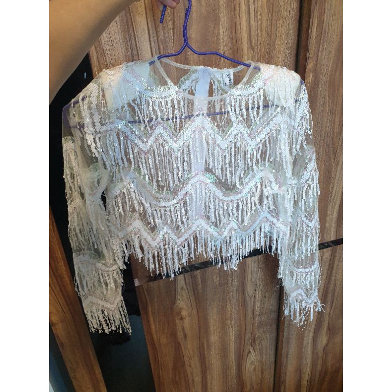 เสื้อครอปซีทรูปักดิ้น | Shopee Thailand