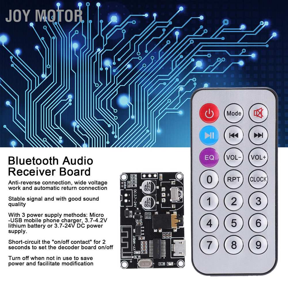 JOY Motor Bluetooth Audio Receiver Board Stereo Power Amplifier Module ...