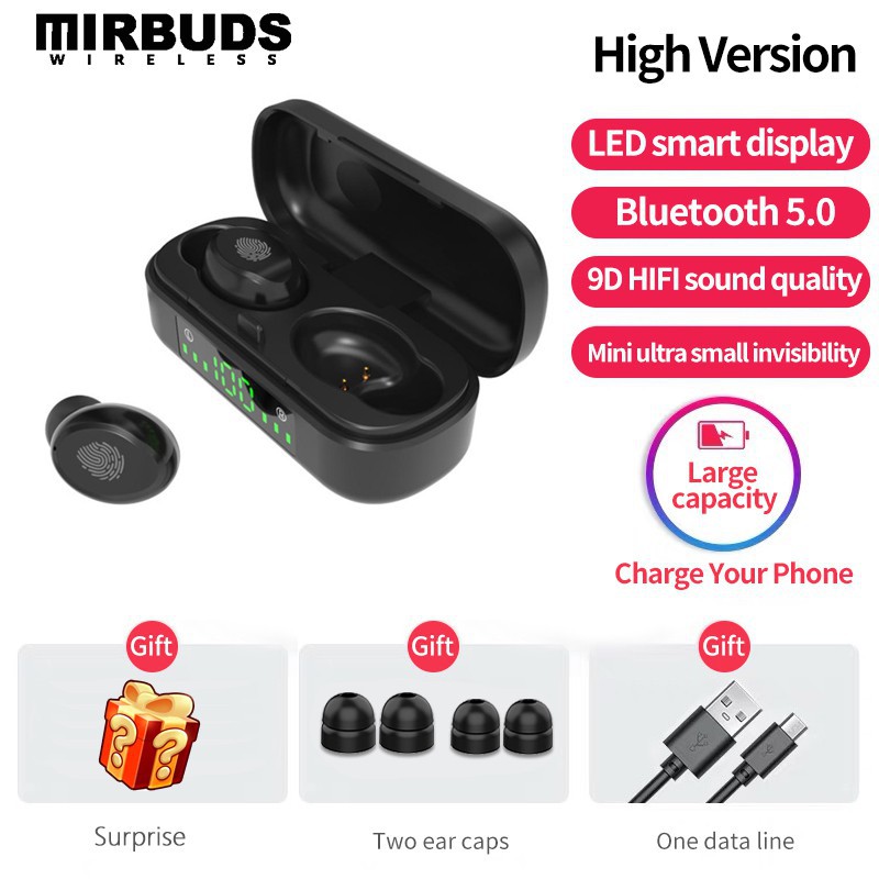 ของแท้ 100% MIRBUDS V8 หูฟังบลูทู ธ หูฟังหูฟังไร้สายจอแสดงผล LED Touch Control กันน้ำ IPX7 ...